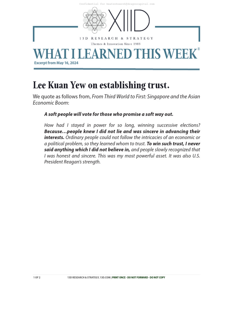 WILTW 2024-05-16 E08 Lee Kuan Yew On Establishing Trust | PDF ...