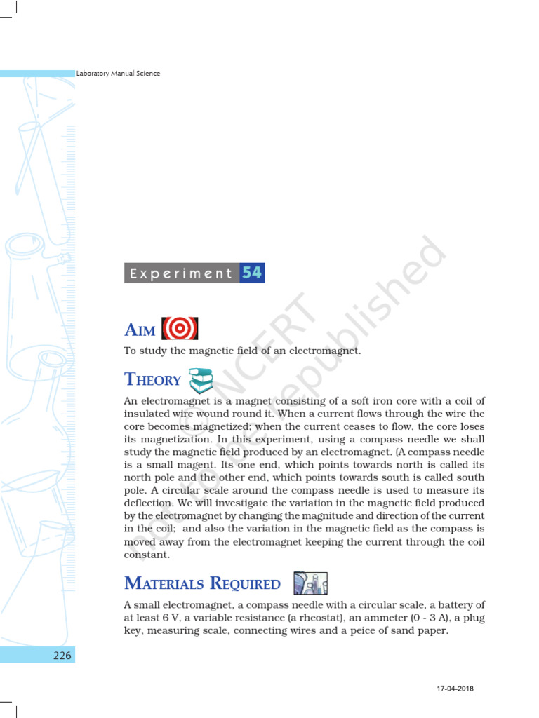 NCERT Science Lab Manual X Expt 54 | PDF | Inductor | Magnetic Field