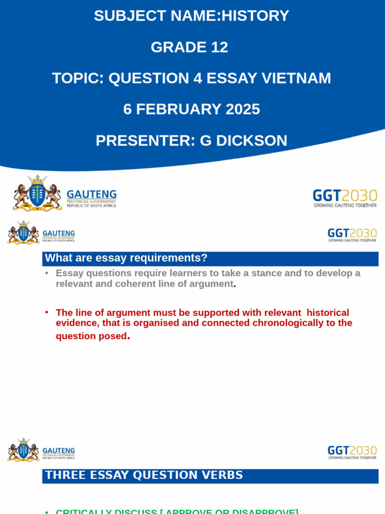 Grade 12 Vietnam War Essay Guide | PDF | Vietnam War | Viet Cong