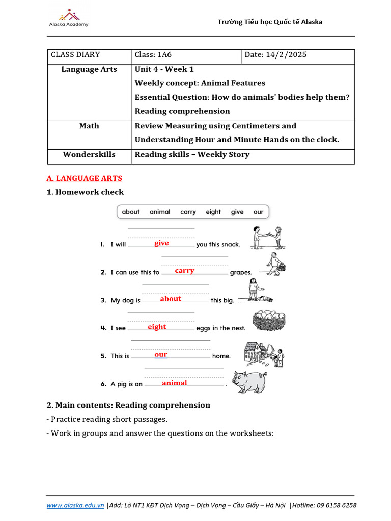 1A6 - Class Diary - 14.2.2025 | PDF