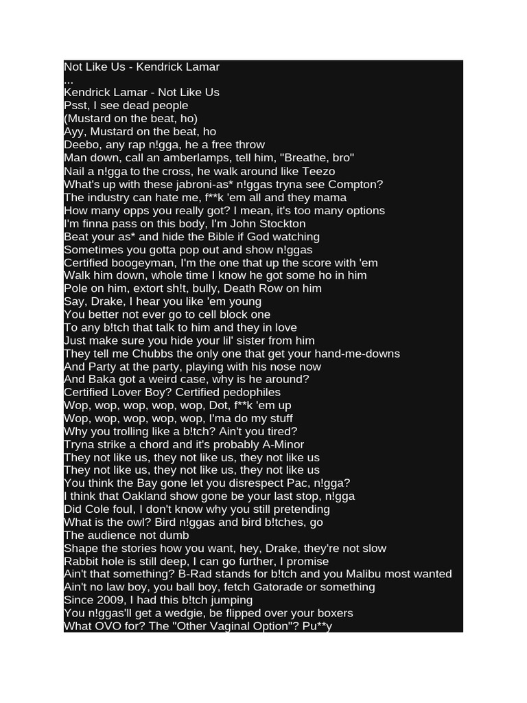 Kendrick Lamar Diss Track Lyrics | PDF | Hip Hop