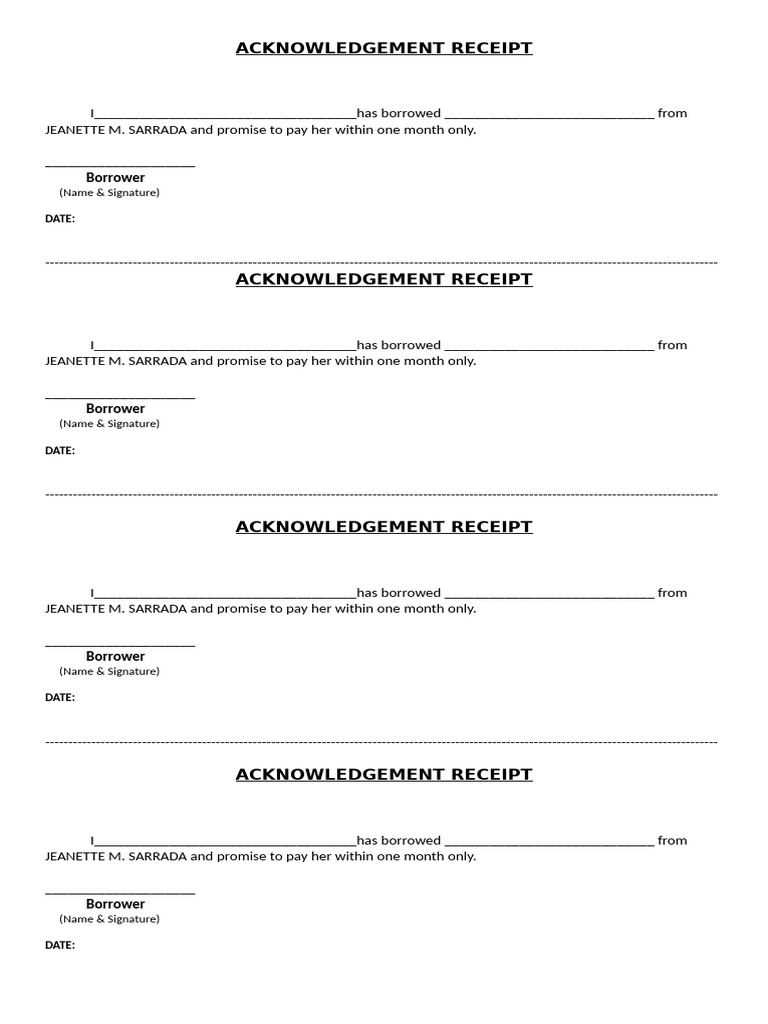 Acknowledgment Receipt Template | PDF