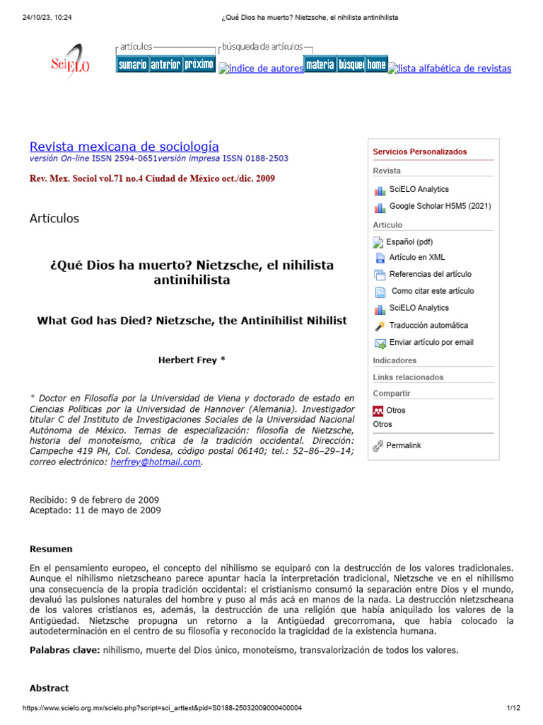 ¿Qué Dios Ha Muerto - Nietzsche, El Nihilista Antinihilista | PDF ...