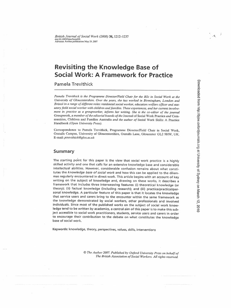 Revisiting The Knowledge Base of Social Work | PDF