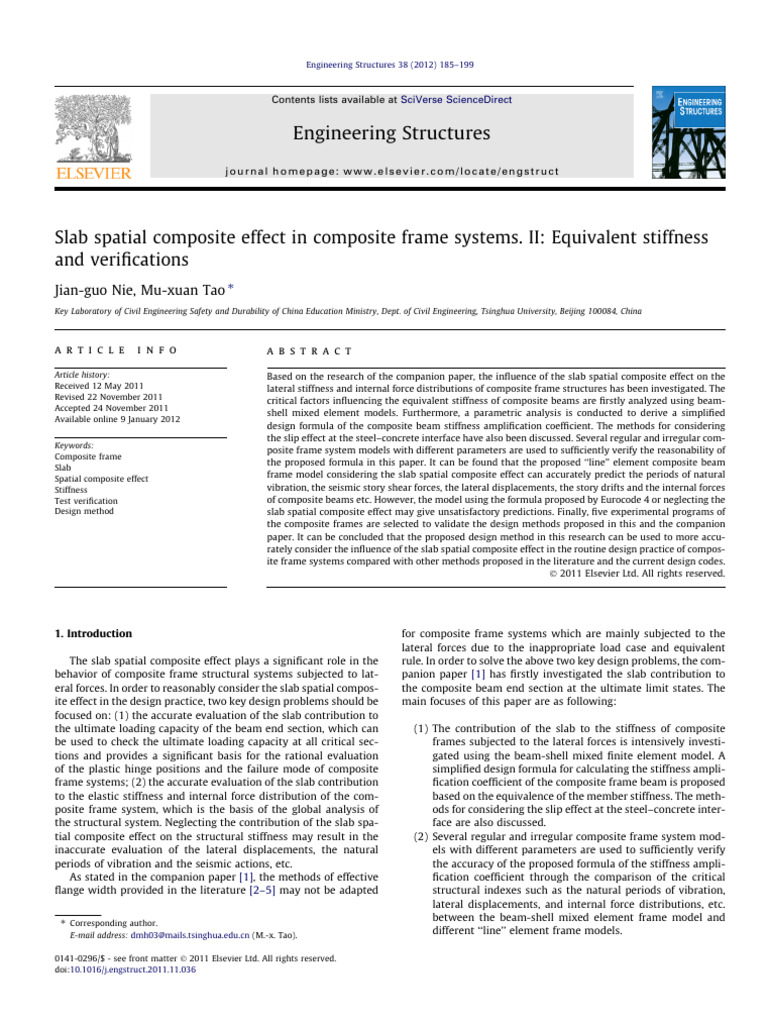 Slab Spatial Composite Effect in Frames | PDF | Deformation ...