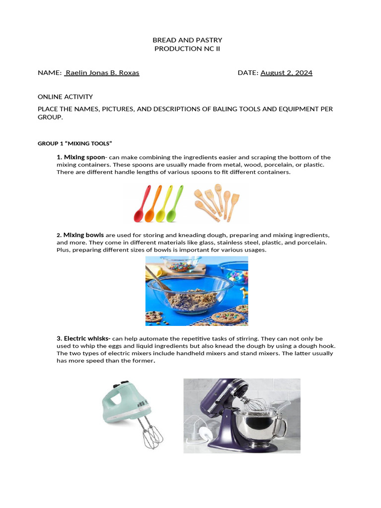 BPP ACTIVITY (1) | PDF | Foods | Cooking