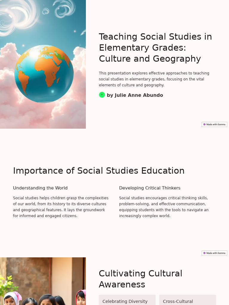 Teaching Social Studies in Elementary Grades Culture and Geograph | PDF ...