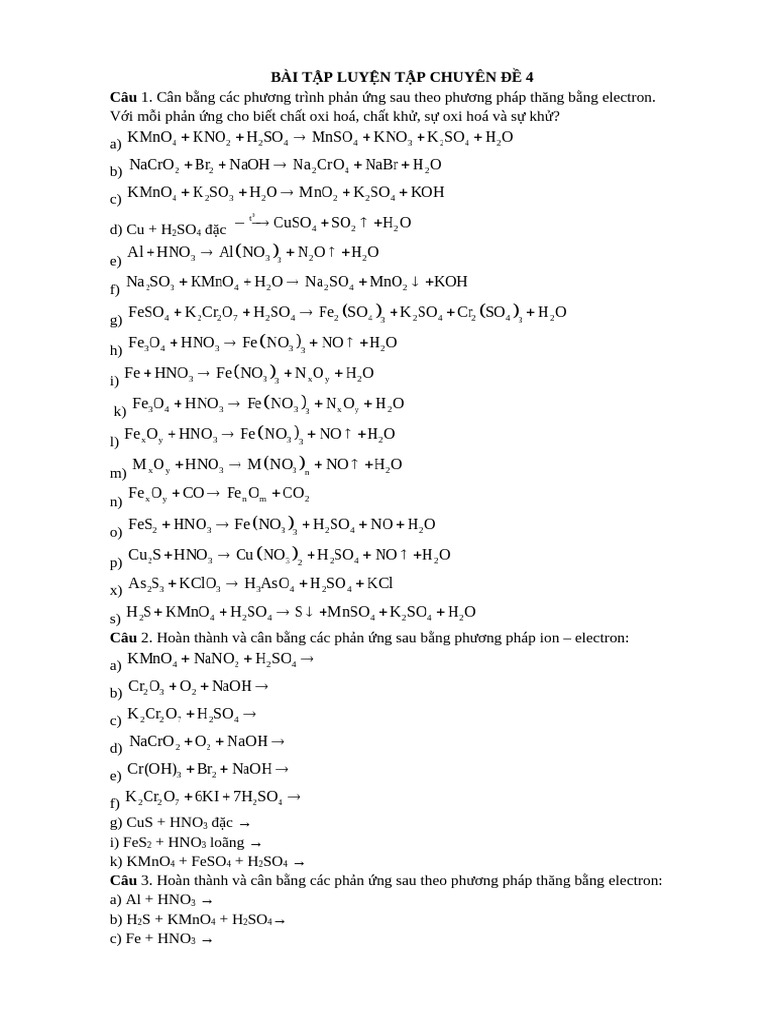 Bai Tap Chuyen Đe 4 | PDF