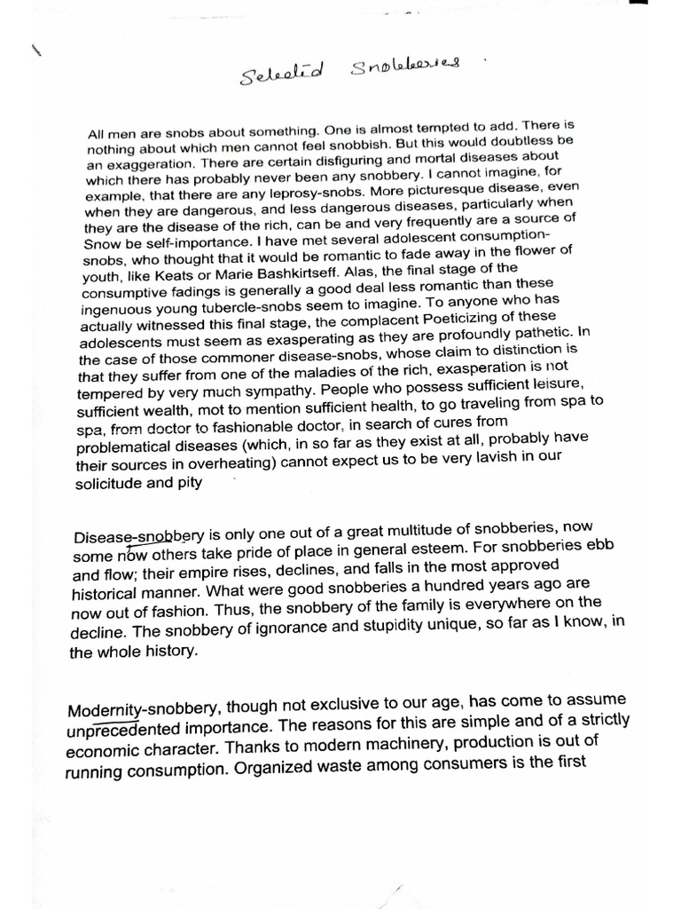 selected snobberies | PDF