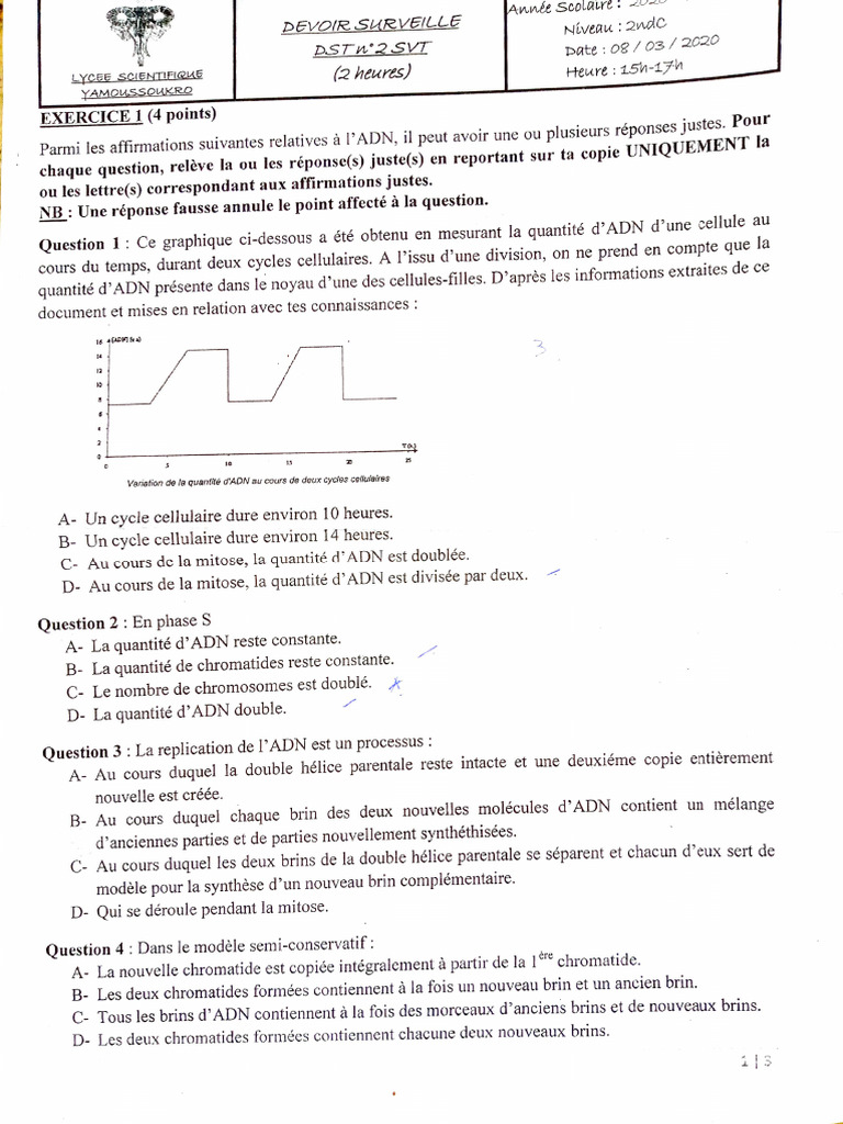 Devoir SVT 2nde C | PDF
