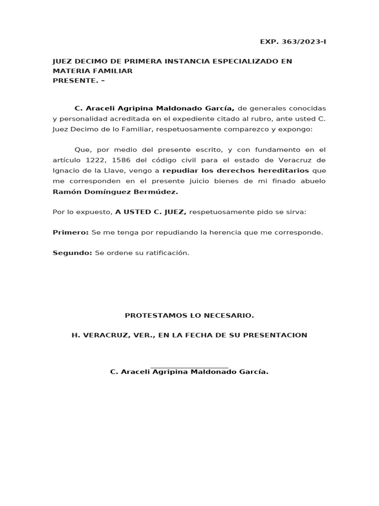 Repudio de Herencia | PDF