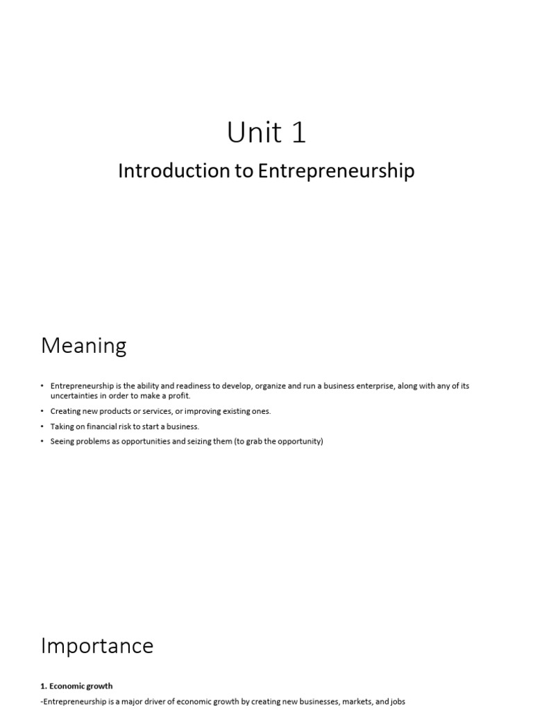 Unit 1 - ENTREPRENEURSHIP DEVELOPMENT | PDF | Entrepreneurship | Economies