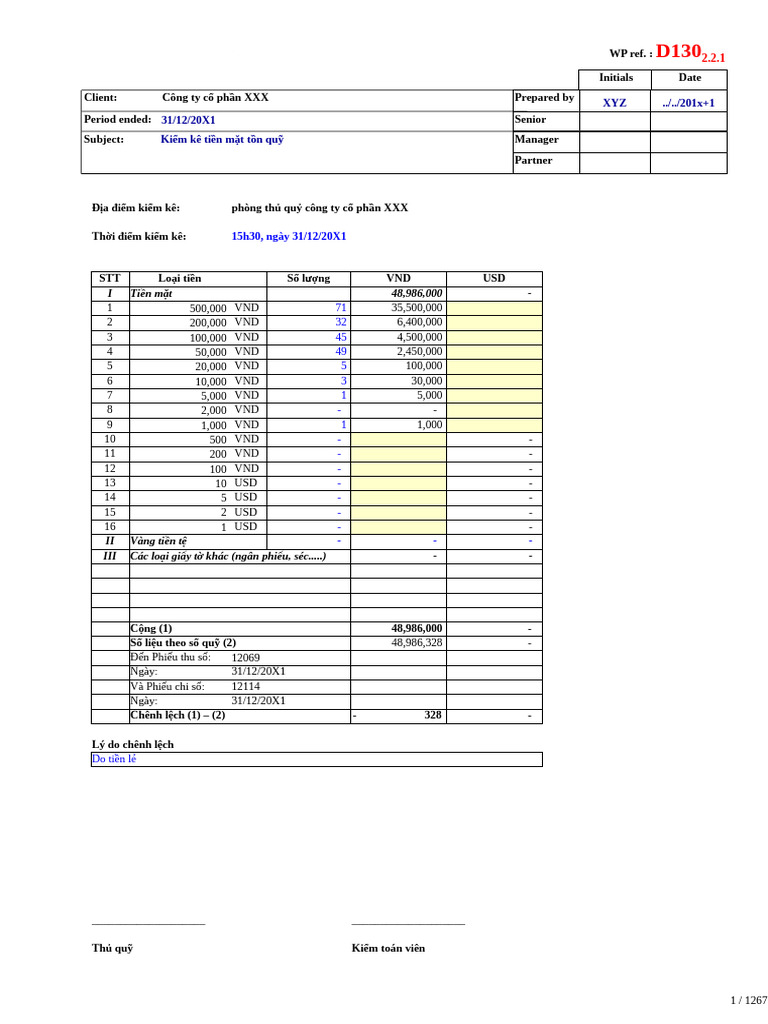 D130 - Cash and Cash Equivalents | PDF