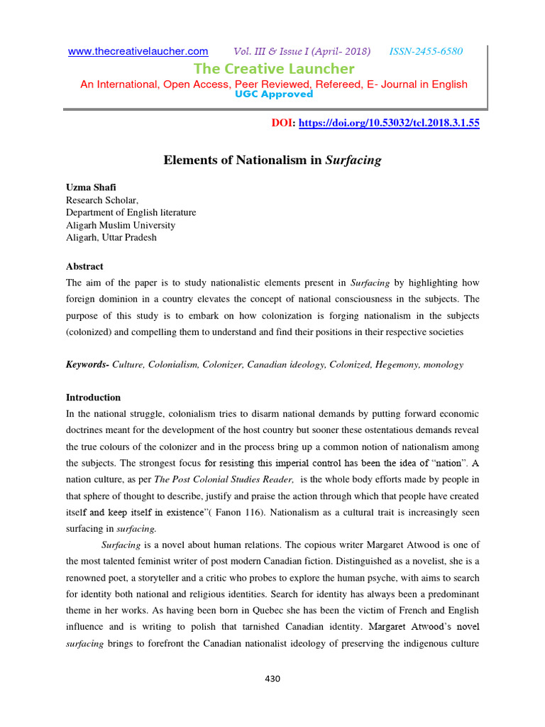 Elements of Nationalism in Surfacing d99b8db6 | PDF | Nationalism ...