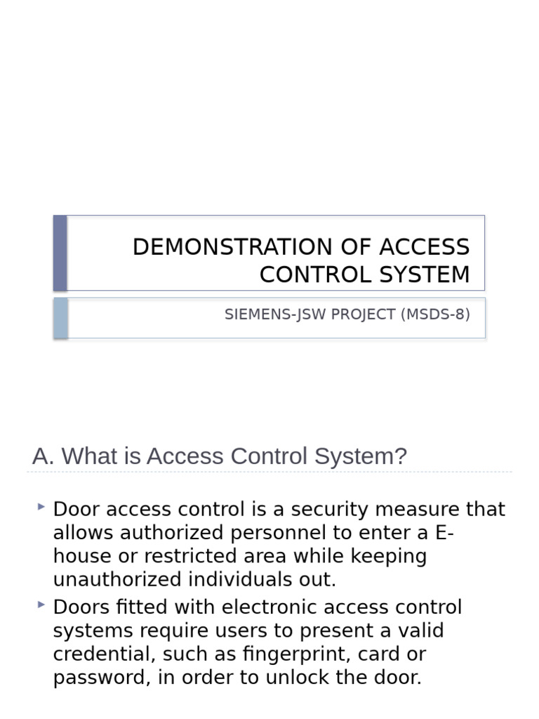 Demonstration of Access Control System | PDF