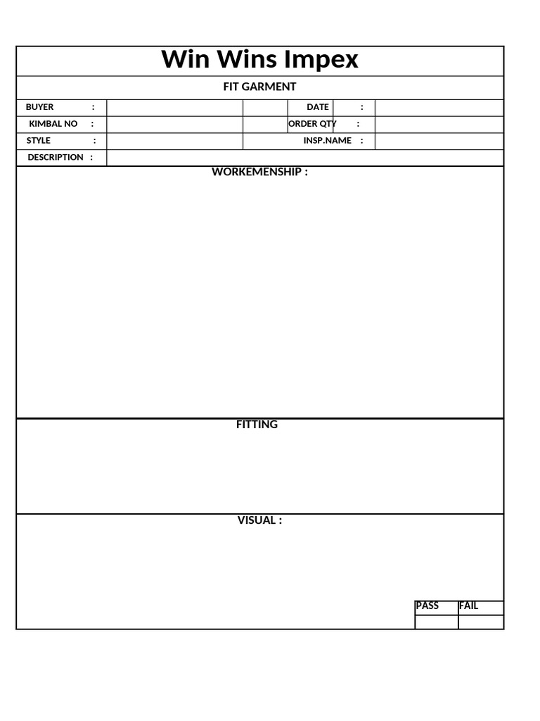 Win Wins Impex Quality Control Reports | PDF | Seam (Sewing) | Yard