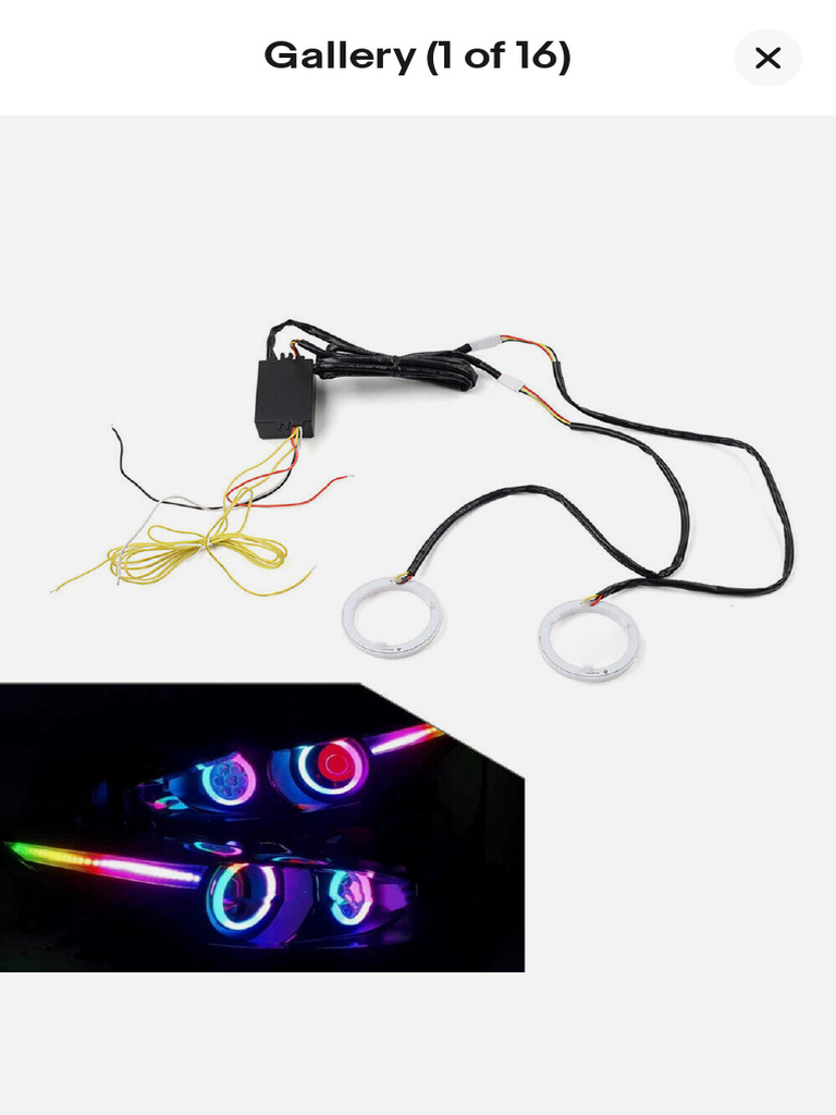 RGB Phone Control Angel Eye Lights Halo Rings Headlight DRL Retrofit ...