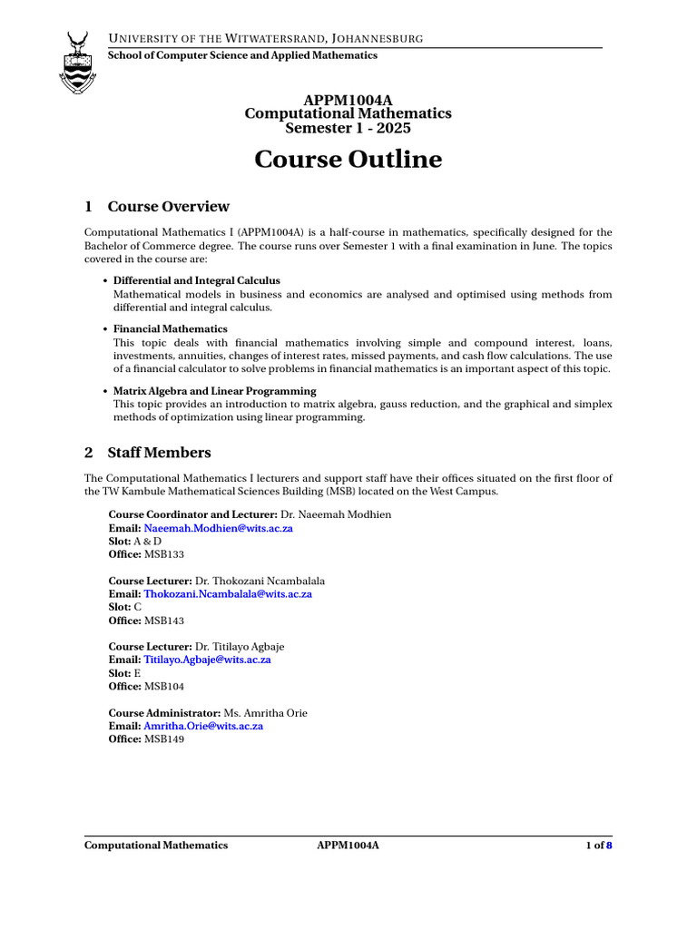 Computational Mathematics Course 2025 | PDF | Mathematics | Integral
