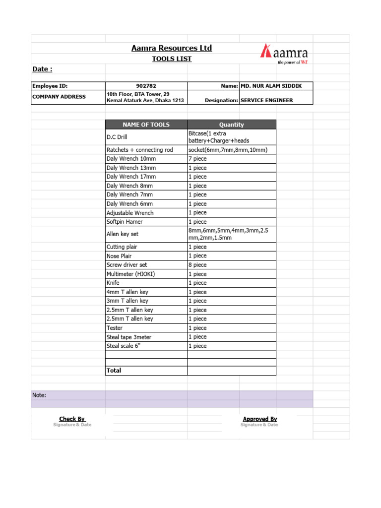 Tools List For Gate Pass | PDF