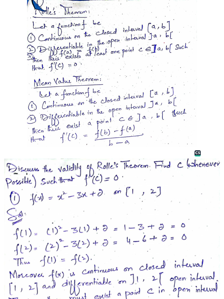 Rolle's and Mean Value Theorem | PDF