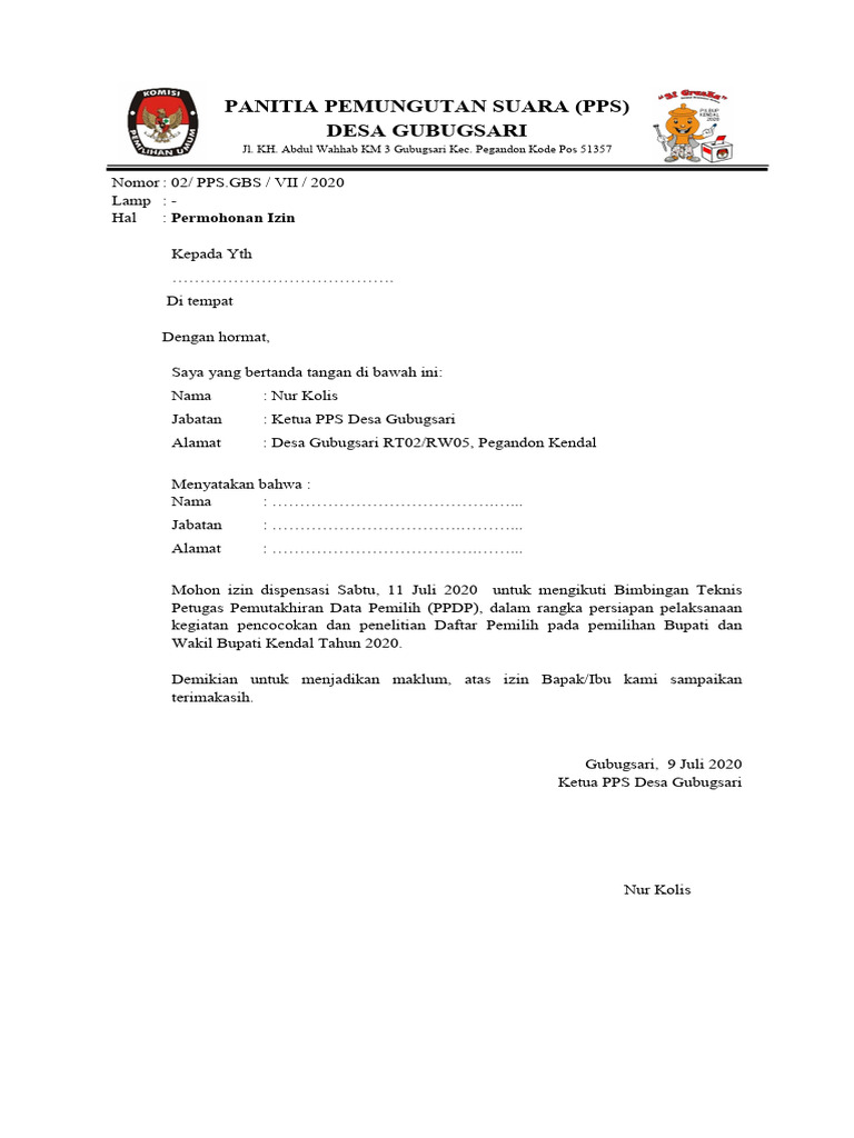 Surat Izin Bimtek | PDF