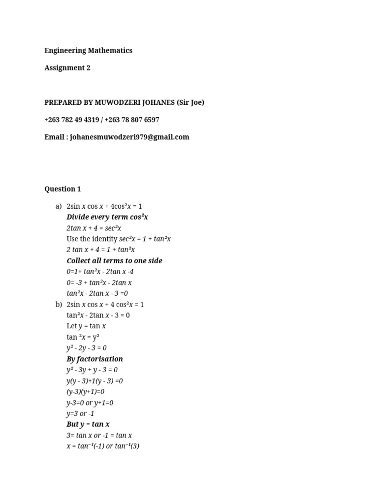 Trigonometry Problem Solutions | PDF | Triangle Geometry | Algebra