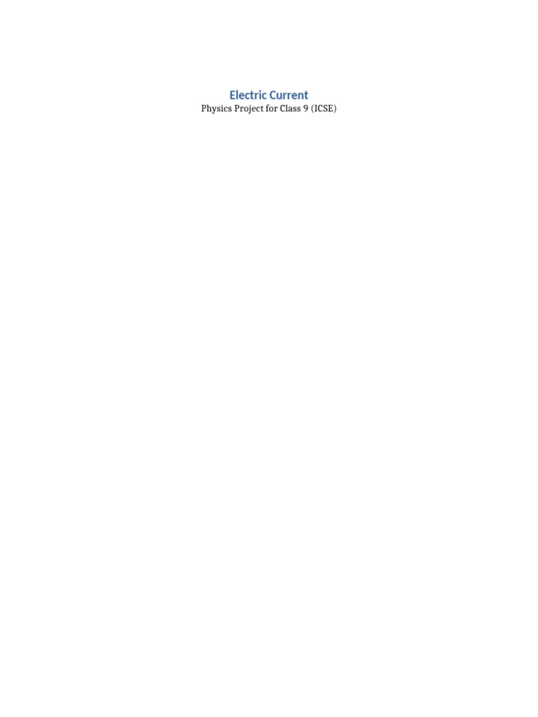 Class 9 Physics Project: Electric Current | PDF | Electric Current ...