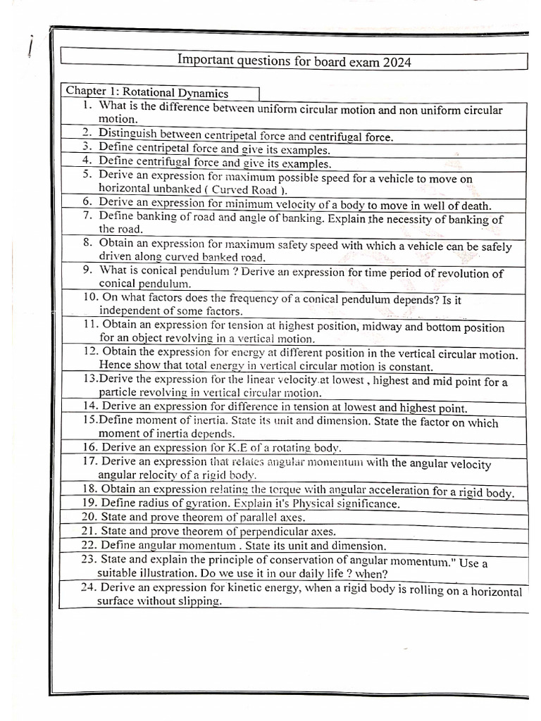 Physics Imp Questions HSC | PDF