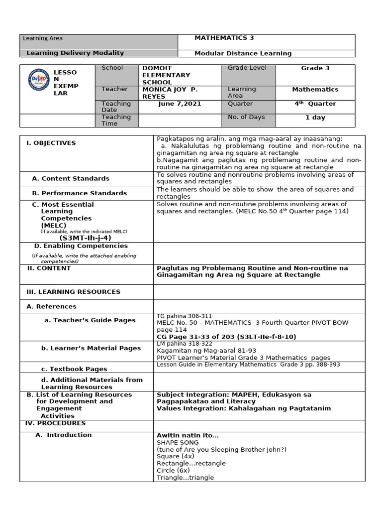 Co2 Math 3 Lita 4TH Q | PDF