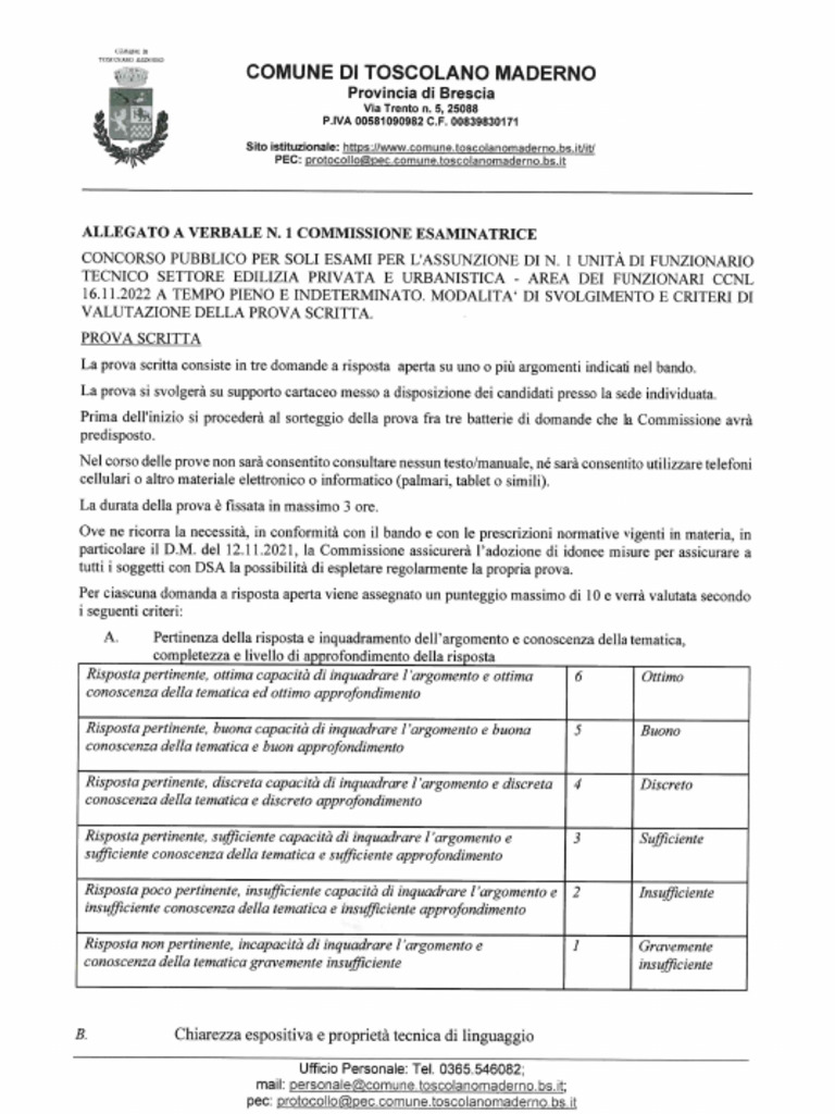 Allegato A Criteri Prova Scritta | PDF