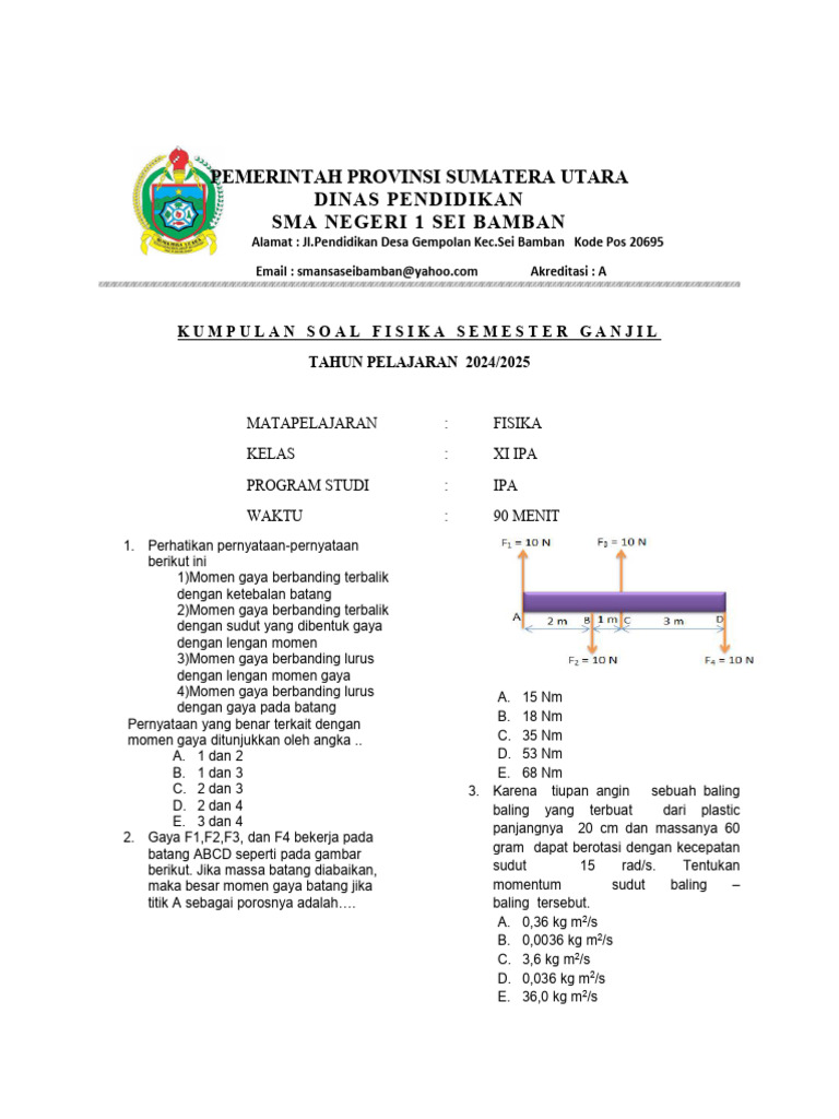 Kisi Kisi Soal Fisika Kelas Xi Ok | PDF