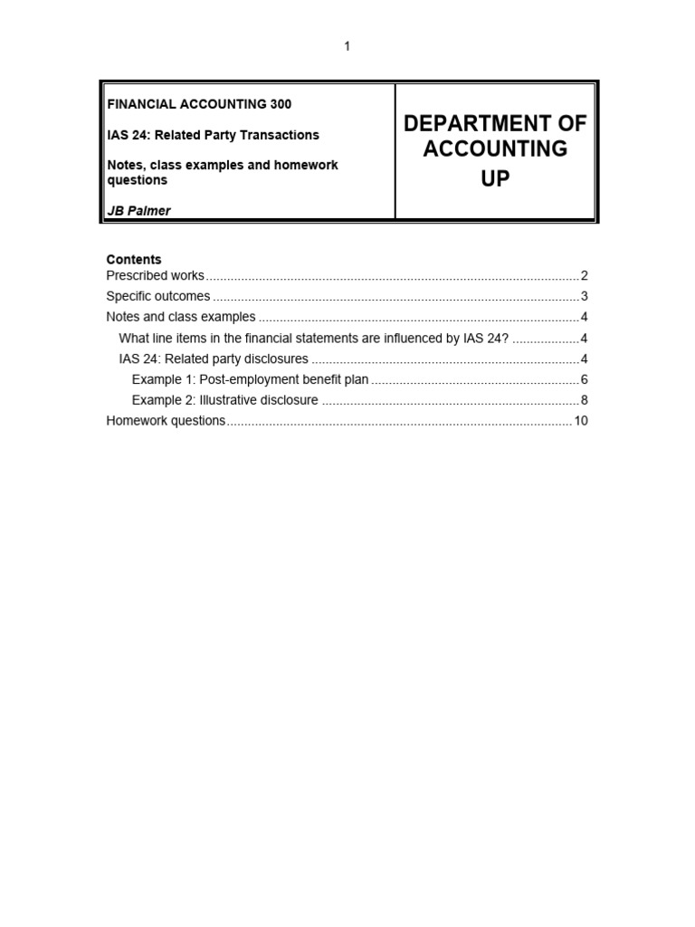IAS 24 Combined Document Notes, Class Examples and Questions 2024 | PDF ...