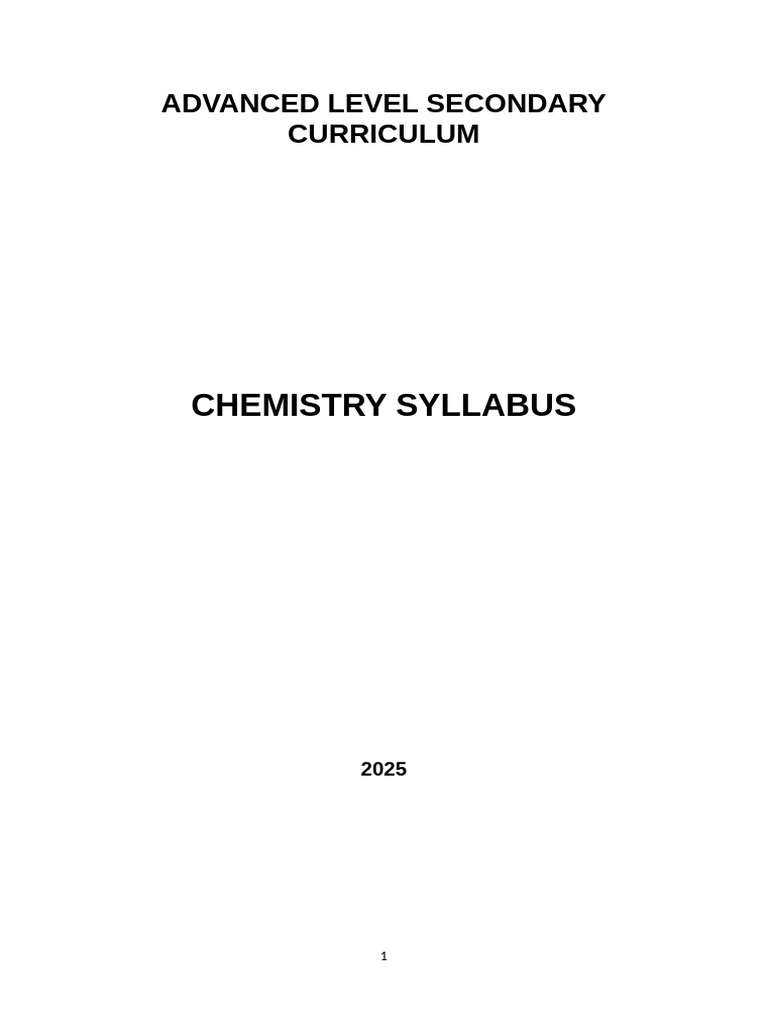 2025 Advanced Chemistry Syllabus | PDF | Chemical Bond | Alkene