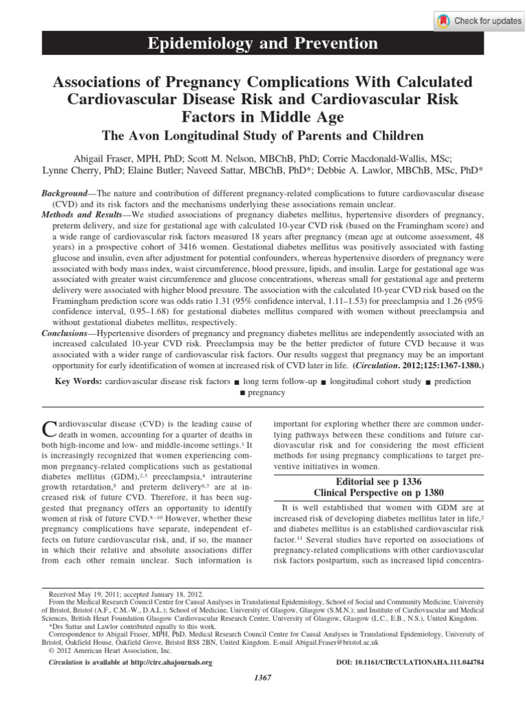 Pregnancy Complications and CVD Risk | PDF | Gestational Diabetes ...