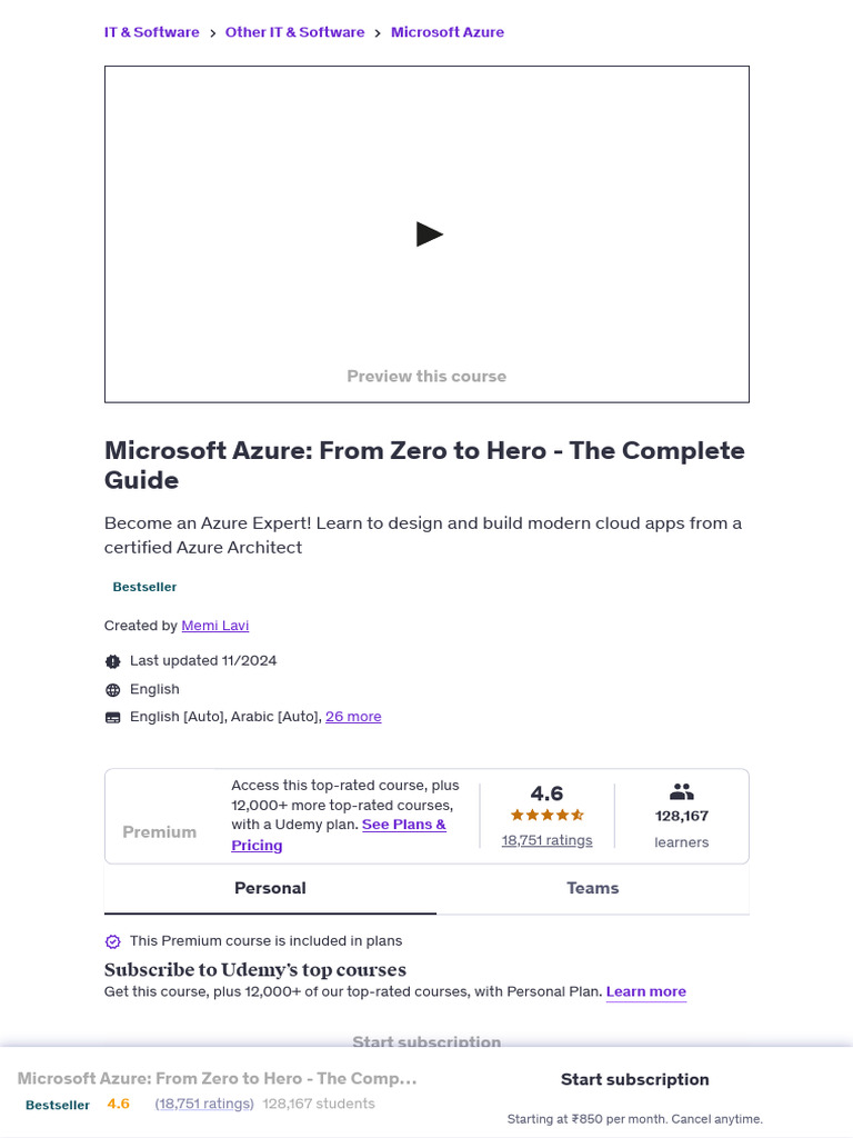 Microsoft Azure - From Zero To Hero - The Complete Guide - Udemy | PDF | Microsoft Azure | Cloud ...