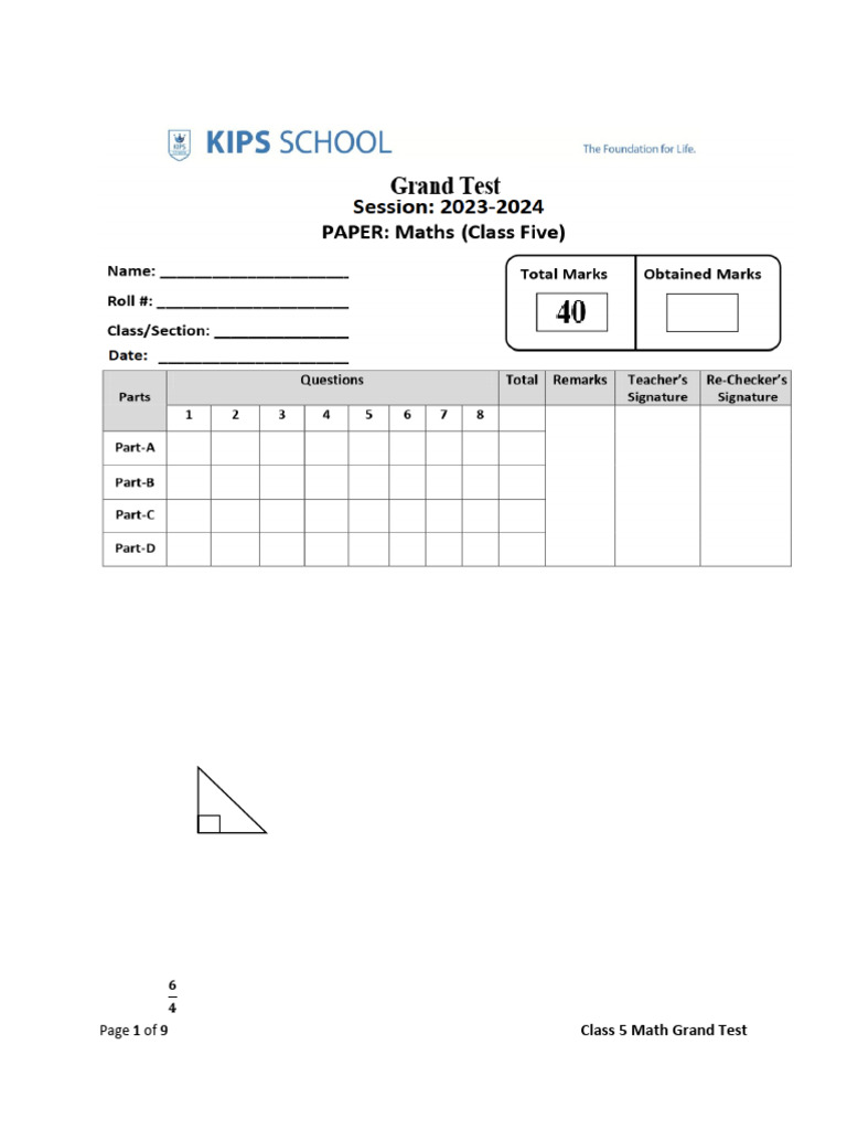 Class 5 Math Grand Test Papers | PDF | Division (Mathematics ...