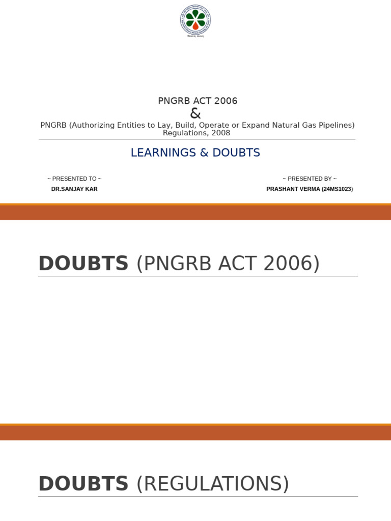 PNGRB Learning and Doubts | PDF