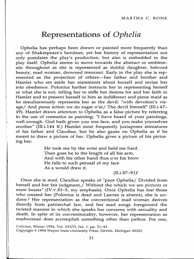 Representations of Ophelia | PDF | Hamlet