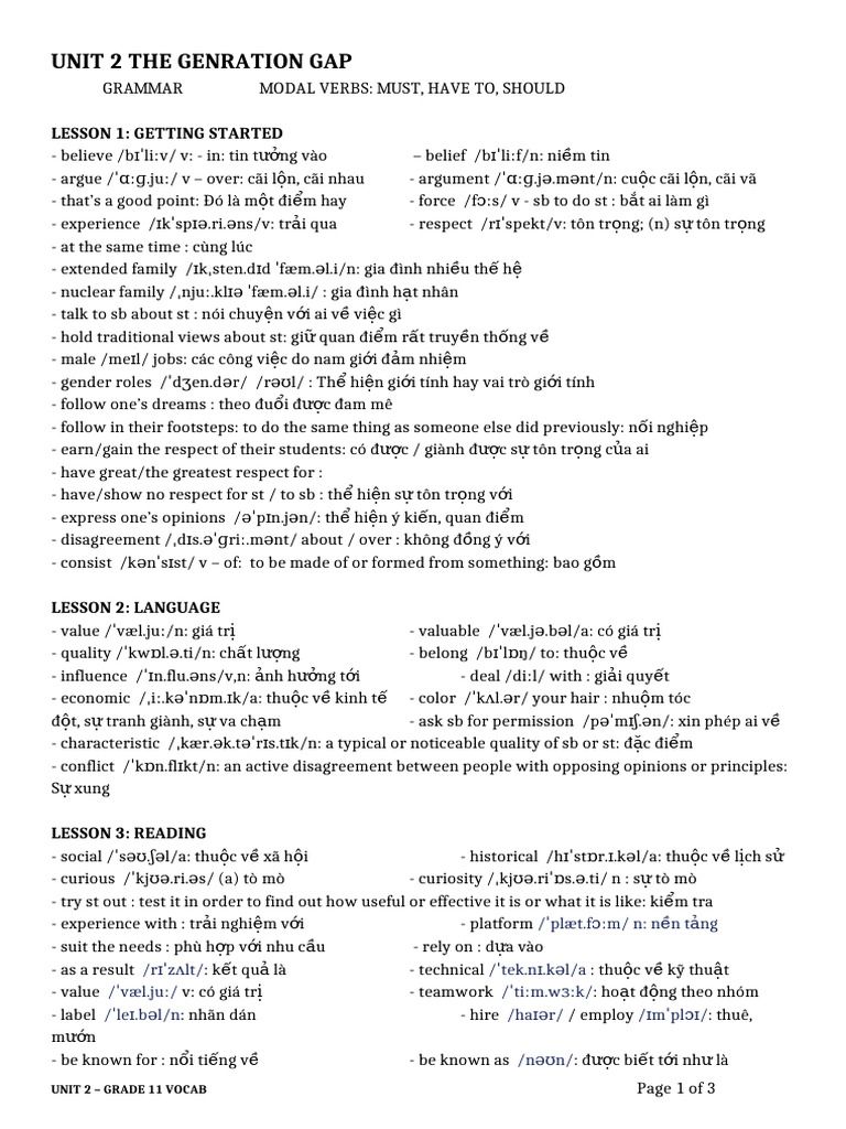Unit 2 The Genration Gap | PDF