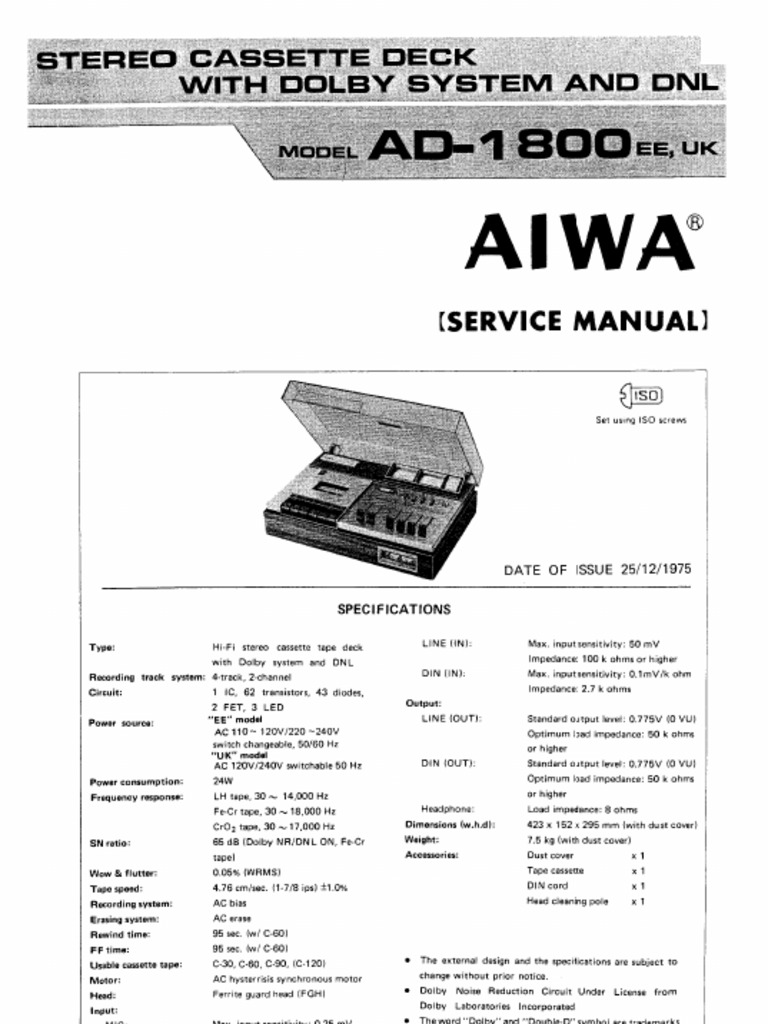Aiwa AD-1800 Amplifier Overview | PDF