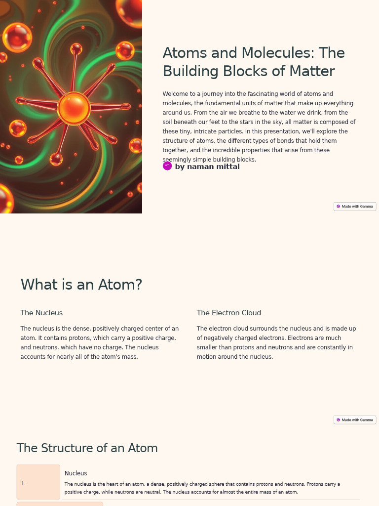 Atoms and Molecules: Matter's Basics | PDF | Chemical Bond | Ion
