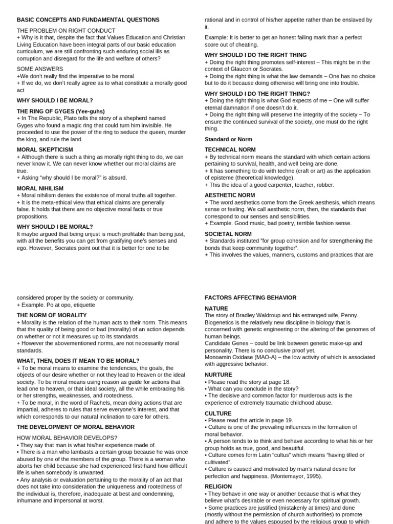 WEEK 1-3 | PDF | Morality | Rationality