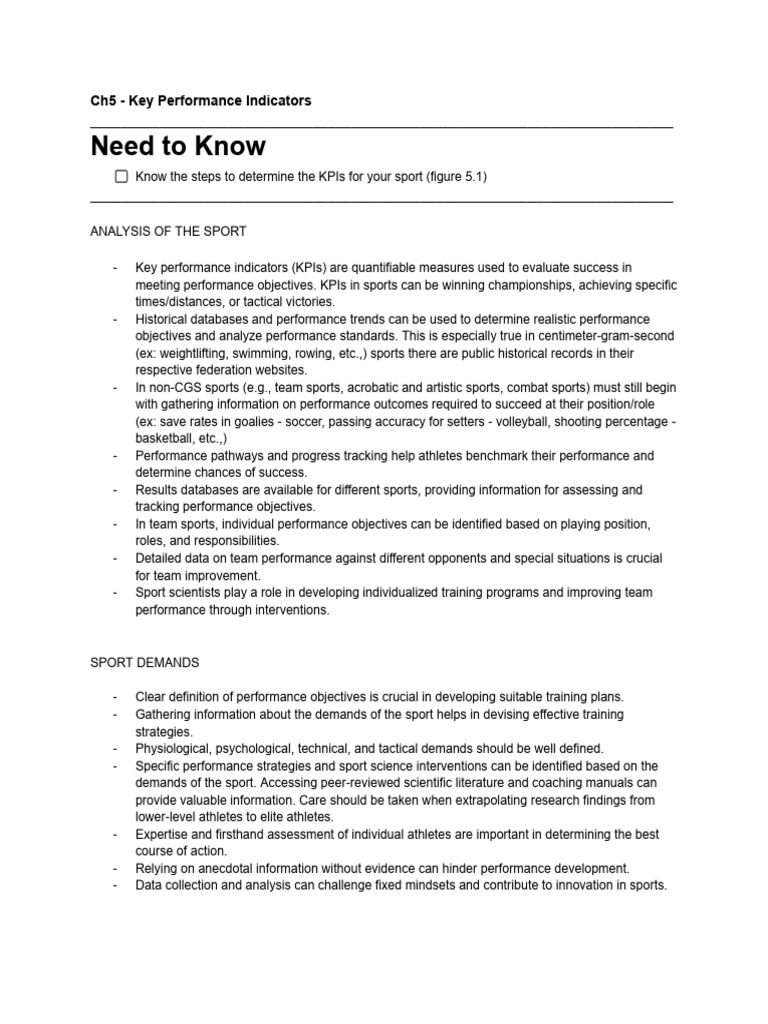 Understanding Key Performance Indicators in Sports | PDF | Validity ...