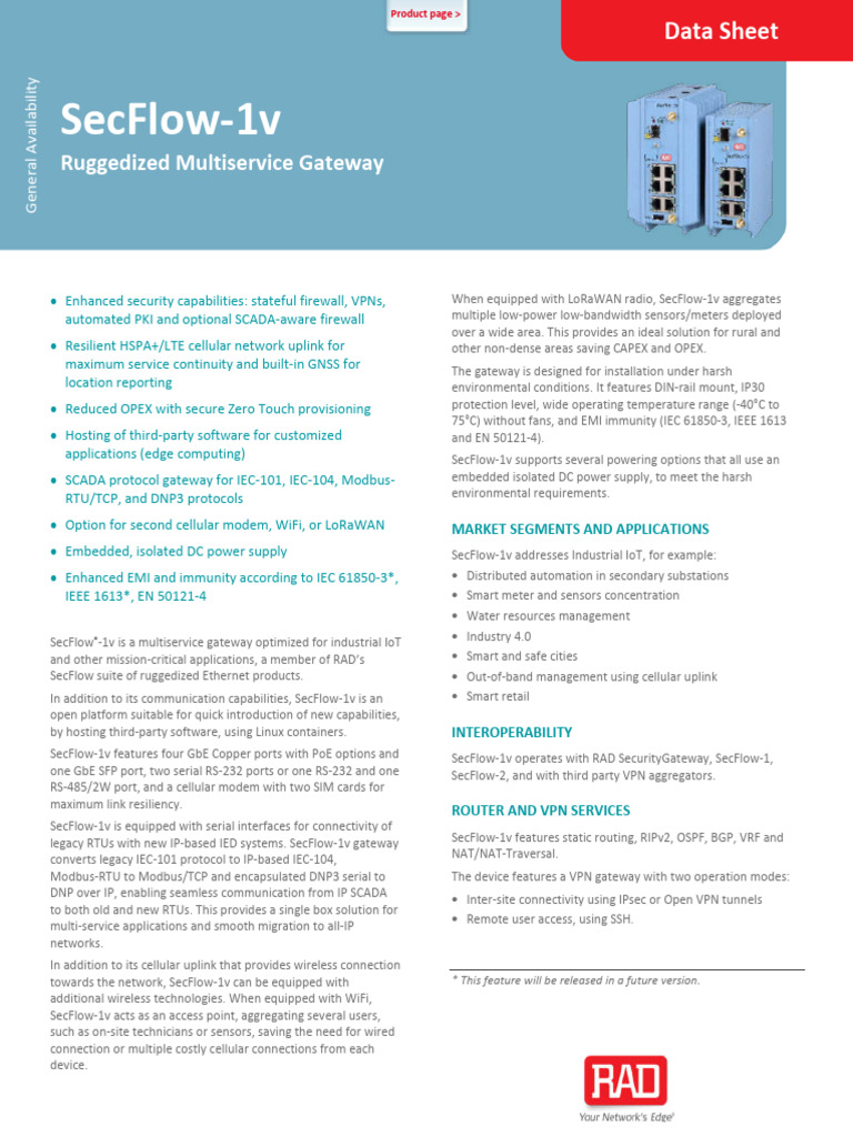 Catalog - SecFlow-1V - Router | PDF | Computer Network | Programmable ...