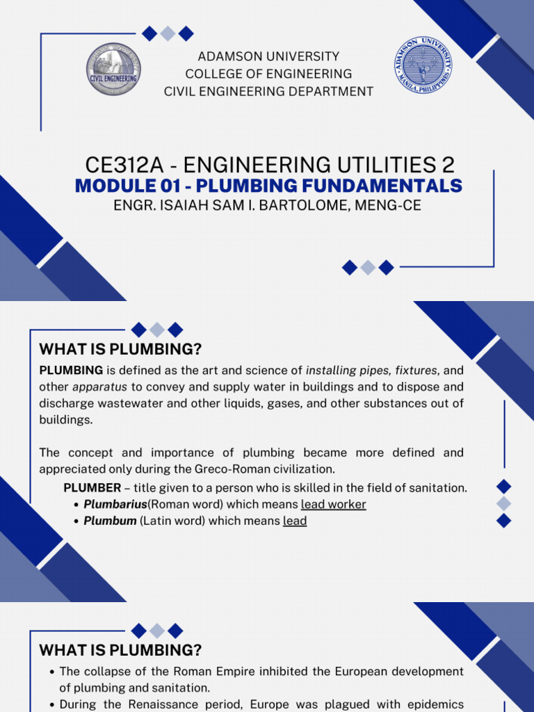EU2 - 01 - Plumbing Fundamentals (Introduction) | PDF
