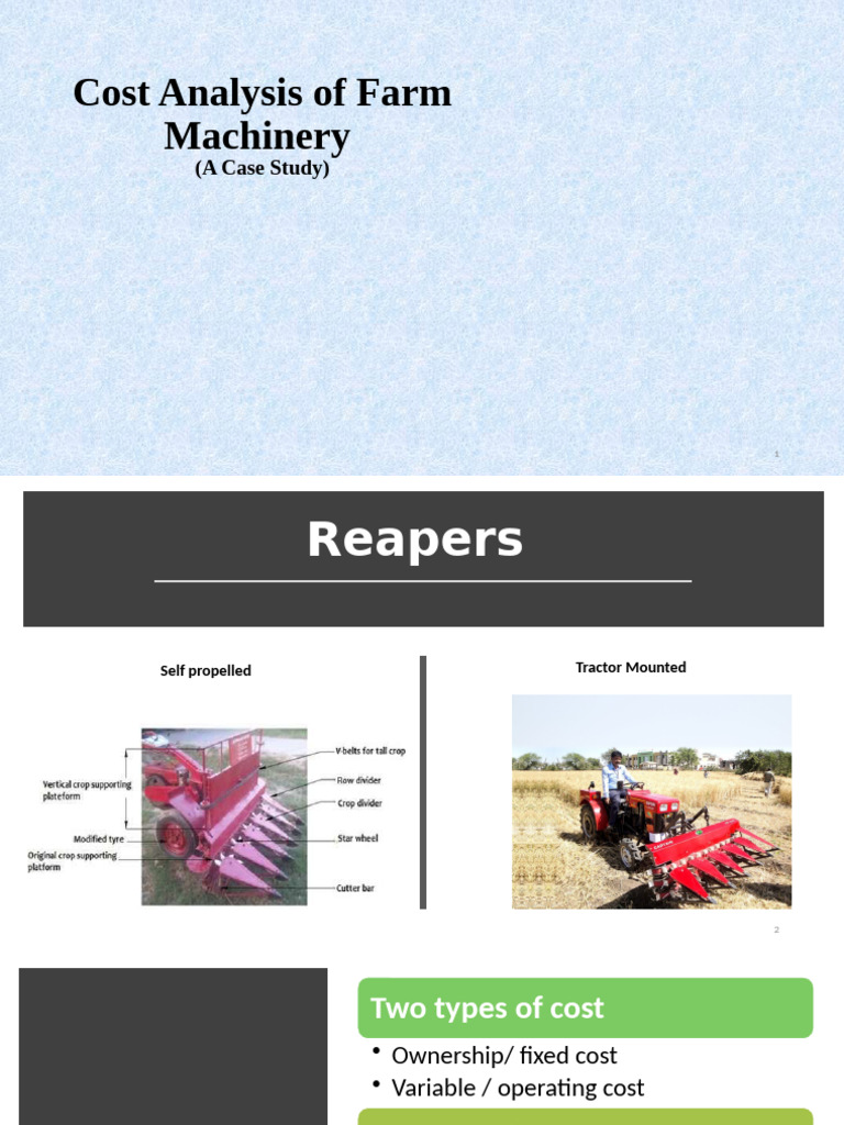 Cost Analysis of Reaper | PDF | Depreciation | Interest