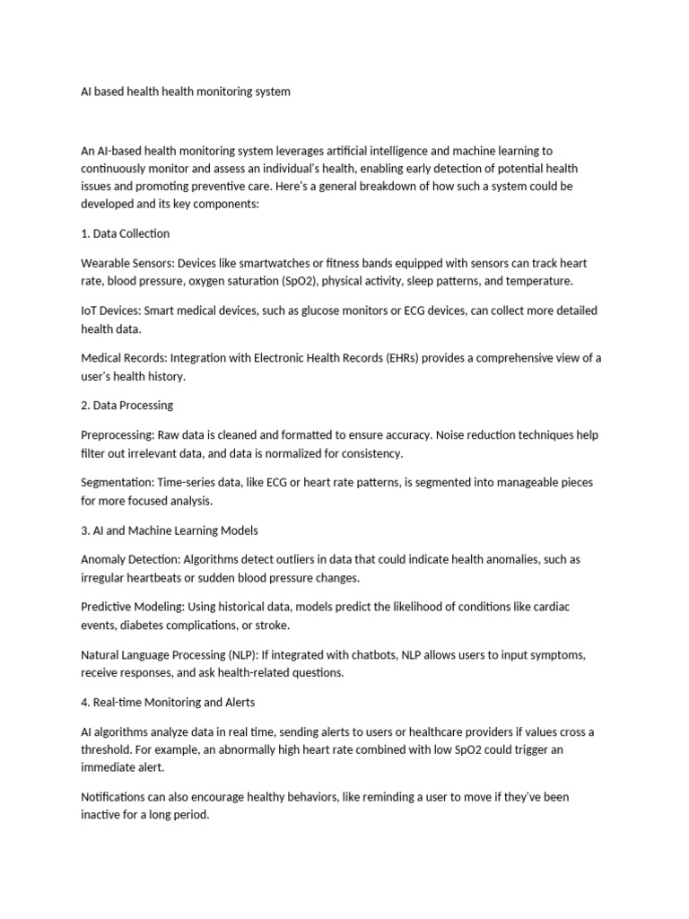 AI Based Health Monitoring System | PDF | Monitoring (Medicine ...