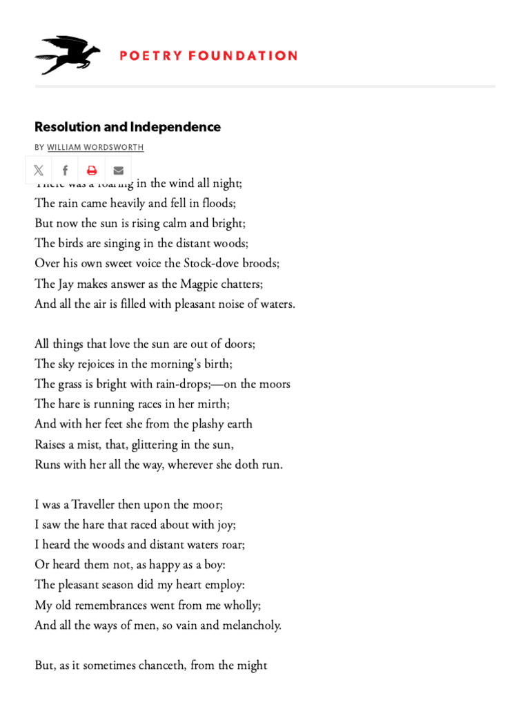Resolution and Independence - The Poetry Foundation | PDF