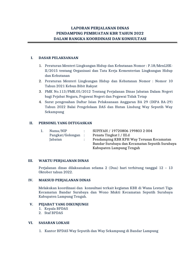 Laporan Perjalanan Dinas KOORDINASI | PDF