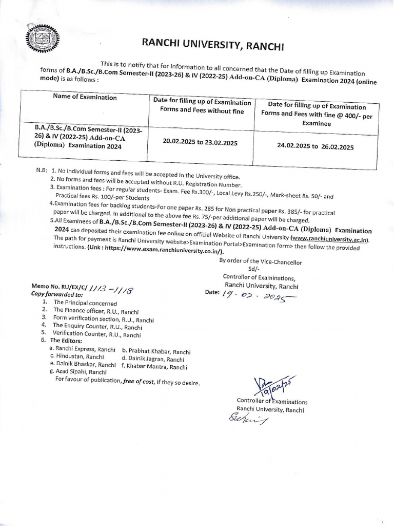 noticeFilling up Examination forms of BA, BSc,_250220_152800 | PDF
